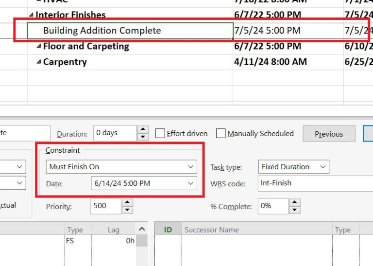 How to Add A Constraint in Microsoft Project - Project Management Services and Courses